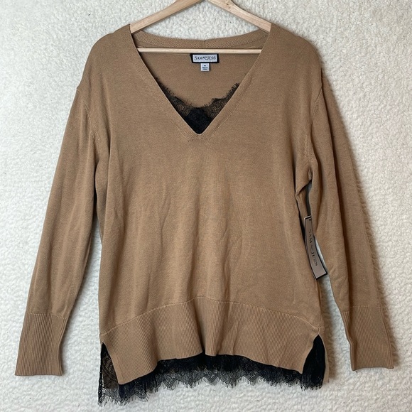 Sam And Jess | Sweaters | Nwt Sam And Jess Womens Black Lace Vneck ...